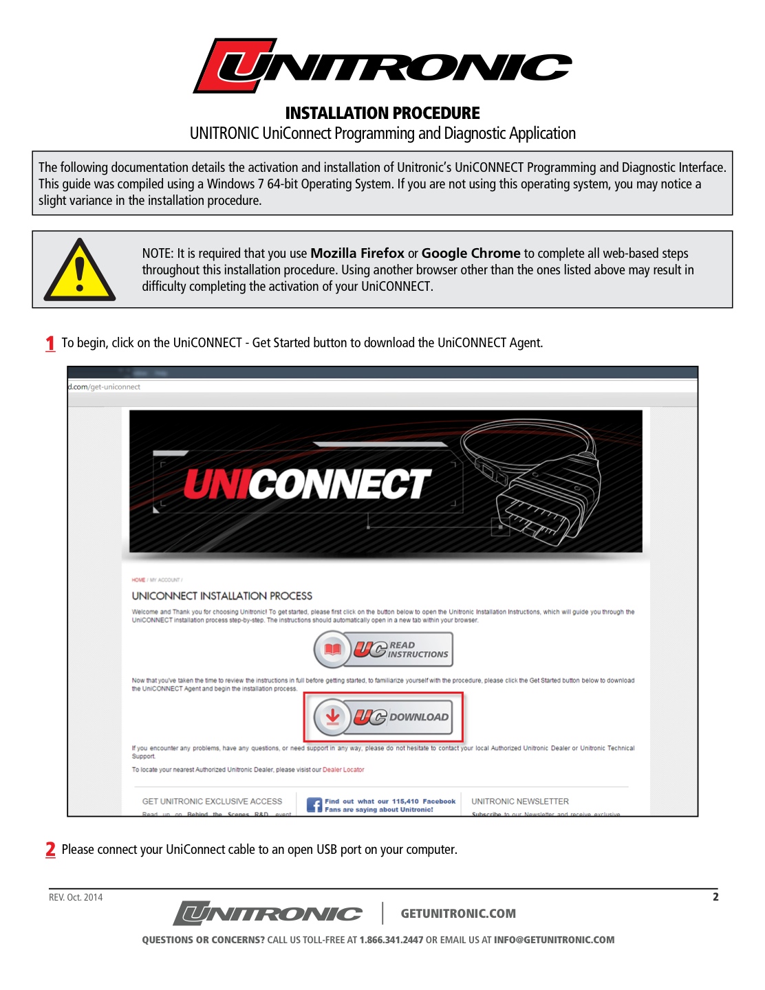 UniConnect installation procedure